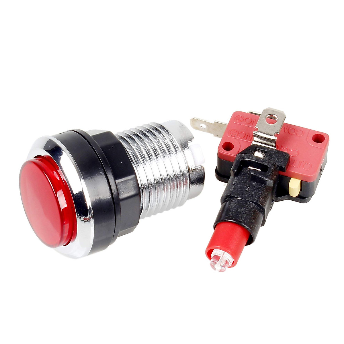 EG STARTS 10 Pcs/Lots Chrome Plating 30mm LED Illuminated Push Buttons with Micro Switch for Arcade Machine Games Mame Jamma Parts 12V Each Color of 2 Pieces