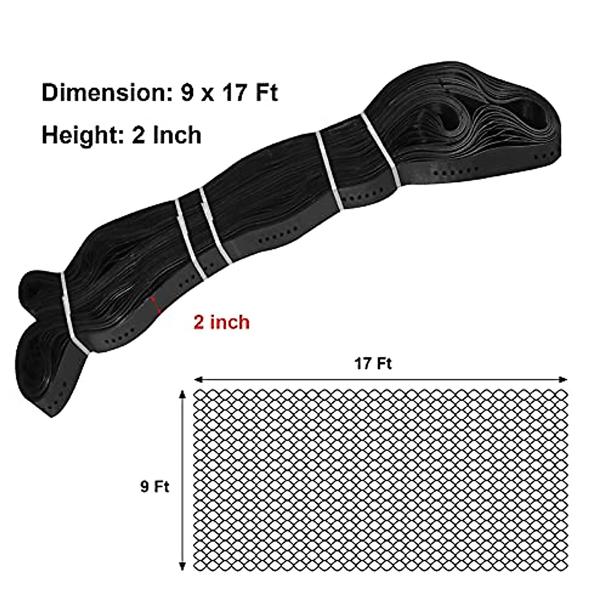 Suninlife Geo Grid Ground Grid 2" Thick Geo Cell Grid 9 x 17 Ft Ground Stabilization Grid 1885 LBS Per Sq Strength Gravel Ground Grid for Slope Driveways and Garden