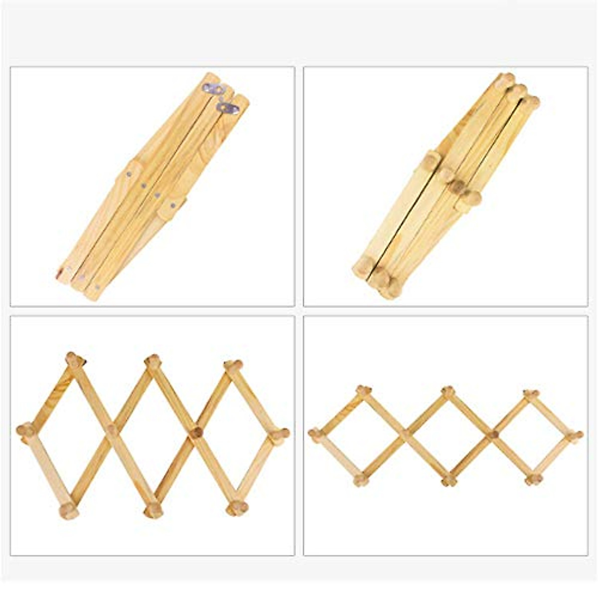 2 Pack10 Hook Coat Hooks, Wooden Expanding Accordion Style Wall Mounted Hook,Wooden Pegs Folding Wall Hanger Stand for Cap,Belt,Umbrella,Coffee Mug,Keys, Home Organization Storage Rack, Storage Holder