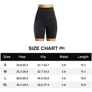 Tesuwel Women's Yoga Shorts with Pockets High Waisted Workout Shorts for Women Quick Dry Compression Running Athletic Shorts Womens Stretch Knee Length Sports Shorts for Gym Exercise Black M
