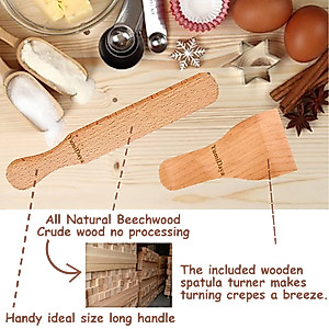 Crepe Spreader and Crepe Spatula Turner Set,Convenient Sizes to Fit Any Crepe Pan Maker - 100% Natural Wooden Crepe Spatula Set for Crepe Tools