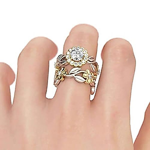 Stacking Rings for Women with Flower Teen Jewelry for Girls Ages 14-18 Best Friend Rings Knuckle Rings for Women Size 6-11 (Gold, 11)