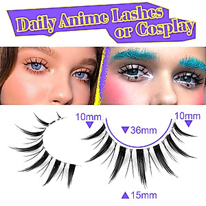 ALICE Manga Lashes Natural Wispy Clear Band Lashes Fluffy Japanese Style Anime Lashes look like Eyelash Extension Asian Lashes Spiky Faux Mink Lashes Pack 10 Pairs