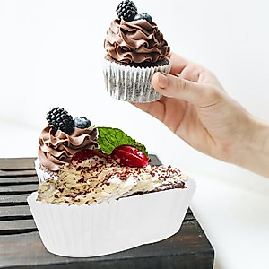 Angoily Wedding Cupcake Cups 1000PCS Paper Cupcake Baking Cups Oval Mini Cupcake Liners for Baking Muffins, Cupcakes or Mini Snacks, Mini Loaf Liners for Baking ( White ) Baking Cups