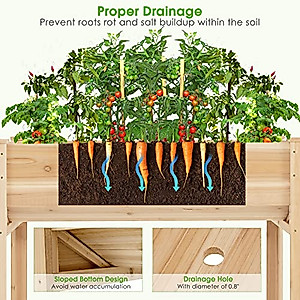 Giantex Raised Garden Bed with Legs, Wooden Planter, 48" x 24" x 32" Elevated Plant Box with Black Liner, Outdoor Raised Bed for Vegetables Herbs Flowers Fruit, Backyard, Patio, Balcony