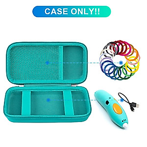 BOVKE Hard Carrying Case for 3D Pen Set, 3D Pen Case Compatible with 3Doodler Start+ Essentials 3D Printing Pen Toy Home Art Activity Set, Mesh Pocket fit 3D Printing Filament, Green (Box Only)