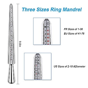 Ring Mandrel, IKOCO Ring Sizer Measuring Tool Steel Ring Size Adjusters for Loose Rings Measure Repair