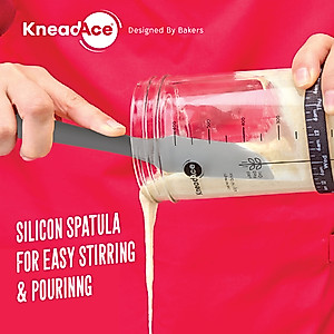 KneadAce Sourdough Starter Jar With Date Marked Feeding Band, Thermometer, Sourdough Jar Scraper, Sourdough Container Sewn Cloth Cover & Metal Lid, Sourdough Starter Kit For Sourdough Bread Baking