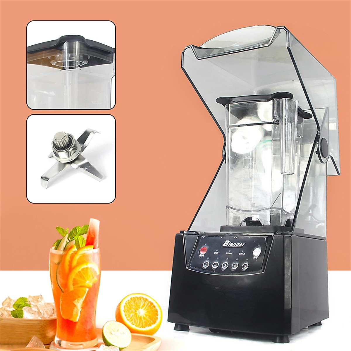 Commercial Smoothie Machine, 1.8L Electric Blender for Smoothies Shakes Cocktails, Multi-functional 2-in-1 Wet Dry Blades, 2200W Professional Mixer for Shakes Smoothies Soups Dips Milks