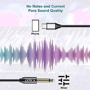 J&D USB-C to 6.35mm 1/4 inch TS Audio Cable, Gold Plated USB Type C to 6.35mm 1/4 inch Male TS Mono Interconnect PVC Shelled Aux Adapter Cable, 6.5 Feet