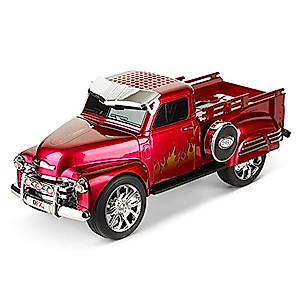 QFX BT-1953 Hot Rod Pick Up Truck Replica Speaker with Built-in Microphone, Led Party Lights, FM Radio, Red