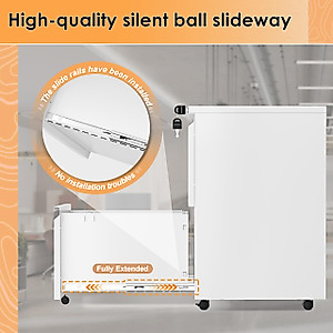 INTERGREAT 2 Drawer File Cabinet, Assembled Metal Filling Cabinet with Lock, Locking Office Mobile Cabinet with Wheels for Legal/Letter Size, Under Desk, White