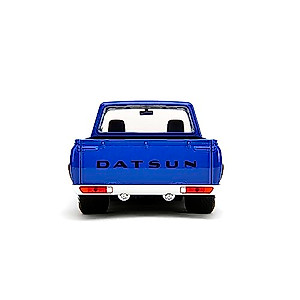 Just Trucks 1:24 Datsun 620 Pickup Die-Cast Truck w/Tire Rack, Toys for Kids and Adults(Blue/Black Stripe)