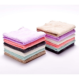 Kyapoo Baby Washcloths 12 Pack 12x12 Inches Microfiber Coral Fleece Extra Absorbent and Soft for Newborns, Infants and Toddlers