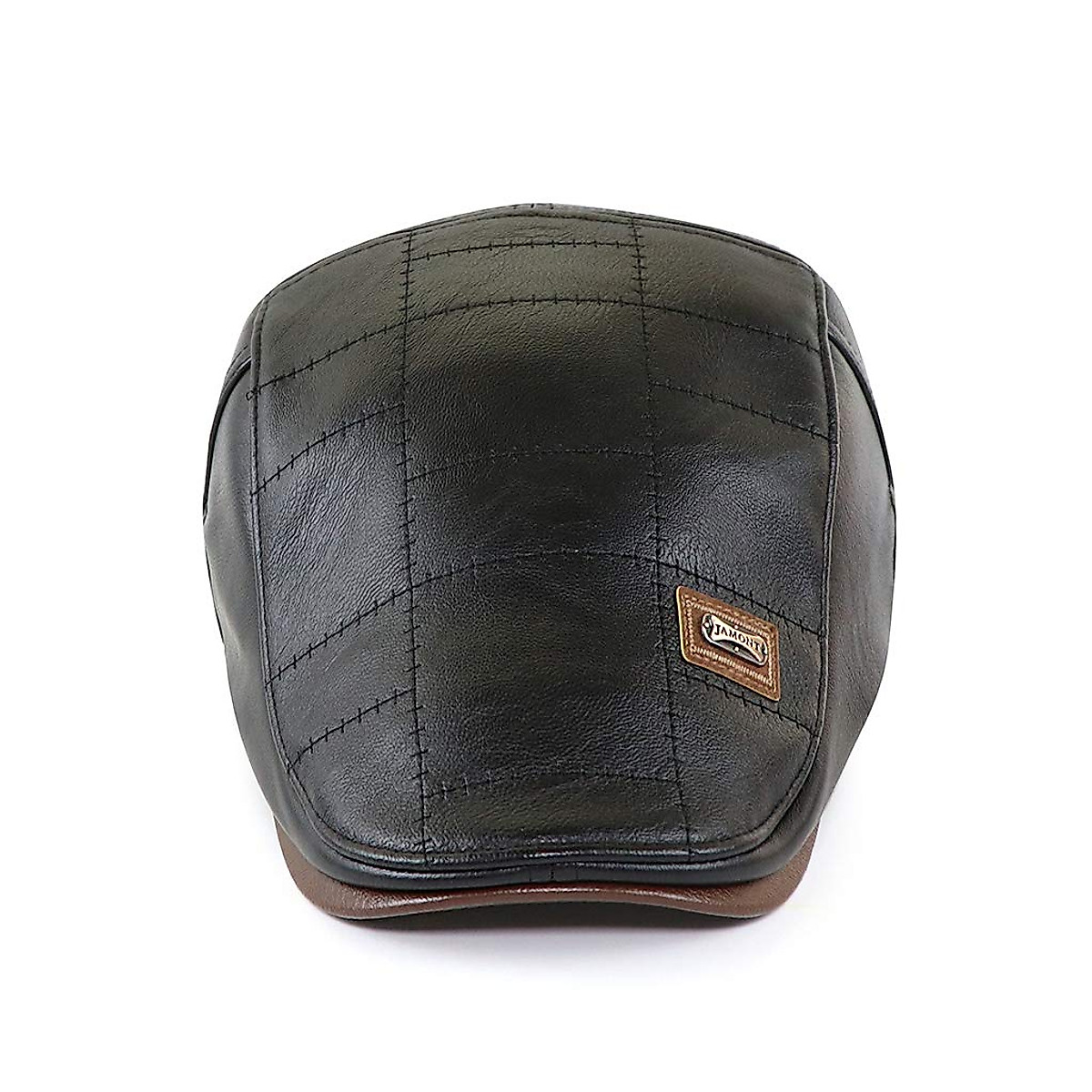 Govicta Men Adjustable PU Leather Ivy Cap Newsboy Hat Fishing Hat for Men Black