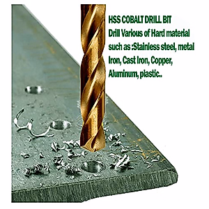 HSS Cobalt Drill Bit Set 9/32 Inch 10Pcs M35 Jobber Length Twist Steel Metal Drill Bits