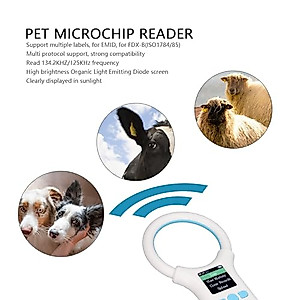 Animal Tag Reader Handhel,Portable Microchip Reader Scanner, 134.2khz/125khz USB Charging Animal Chip ID Reader Scanner