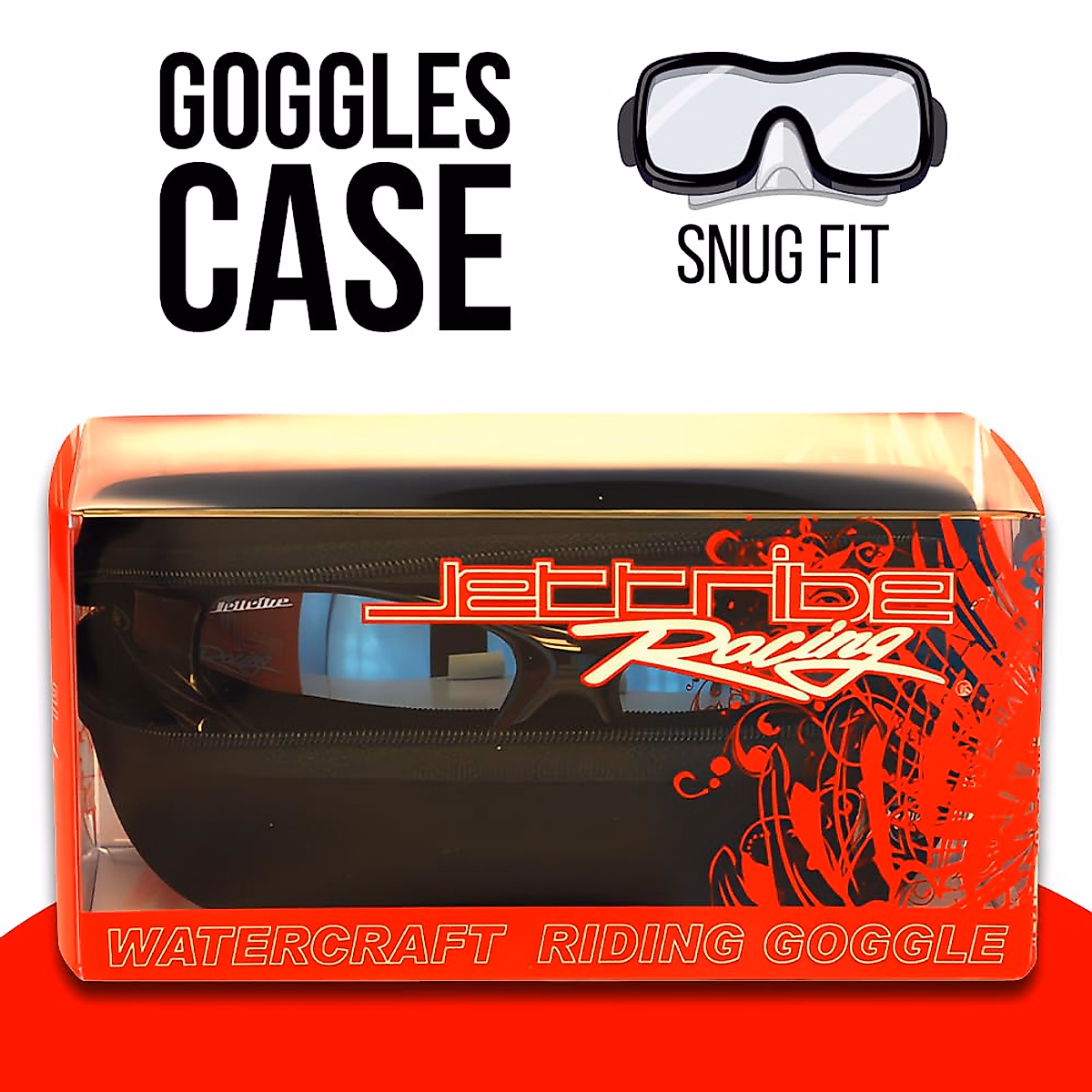 Jettribe Pro Jet Ski Goggles - Revo Lens, Black Fade Frame, PWC Watercraft, Jetski Racer Sunglasses - Racing Goggles With Protective Storage Case - Easy Fit Sport Glasses for Ultimate Water Adventure