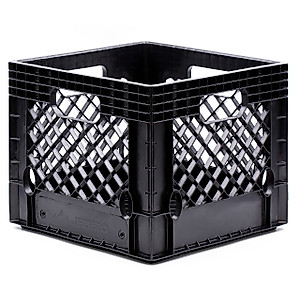 JEZERO Milk Crate for Household Storage: The Ultimate Storage Tote for Groceries, Garages, Kayaking & Outdoor, Stackable Storage | BLACK, Plastic, 13" x 13" x 11” (MC16-S2)