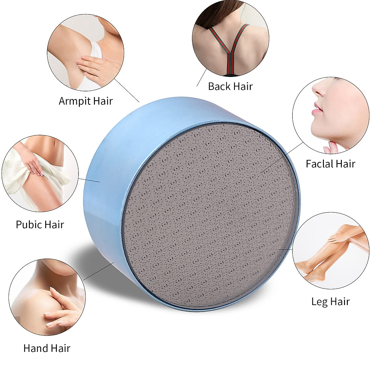 Double Sided Crystal Hair Eraser,Magic Hair Eraser,Crystal Hair Remover for Arms Legs Back,Reusable & Washable (Blue)