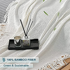 SE SOFTEXLY Cooling Blanket for Hot Sleepers, 100% Bamboo Blanket for Summer, Breathable Lightweight Summer Waffle Throw Blanket for Bed Couch Sofa(White, 47"×60")