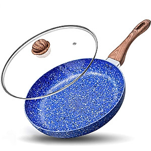 MICHELANGELO Small Nonstick Frying Pan, 8 Inch Frying Pan with Lid, Small Frying Pan with Stone-Derived Nonstick Interior, Stone Frying Pan 8 Inch, Egg Frying Pan