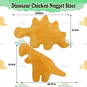 ML.ENJOY 19 inch Dino Chicken Nugget Pillow, Dinosaur Chicken Nugget Plush, Dinosaur Stuffed Animal Cute Soft and Nice Size Plush Toy, Gift for Boys and Girls(Dino-A)