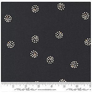 Moda Fabrics Think Ink Canvas, Dottie Dots Black Metallic, Cut by The Yard