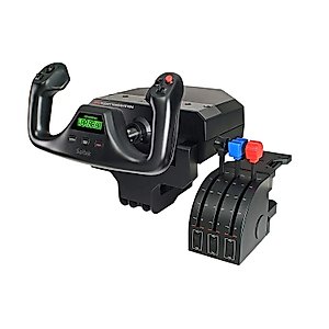 Logitech G PRO Flight Yoke System, Professional Simulation Yoke and Throttle Quadrant, 3 Modes, 75 Programmable Controls, Configurable Throttle Knobs, Steel Shaft, USB, PC - Black (Renewed)