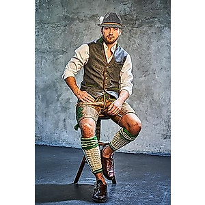 NociHah Men German-Oktoberfest-Alpine-Fedora-Hat - Women Bavarian Swiss Traditional Felt Costume Hat with Feather for Oktoberfest Party(S-M)