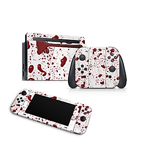 ZOOMHITSKINS Compatible with Switch Skin Cover Blood Splash Paint Bleeding Carnage Attack Horror Movie Scary 3M Vinyl Decal Sticker Wrap, Made in The USA