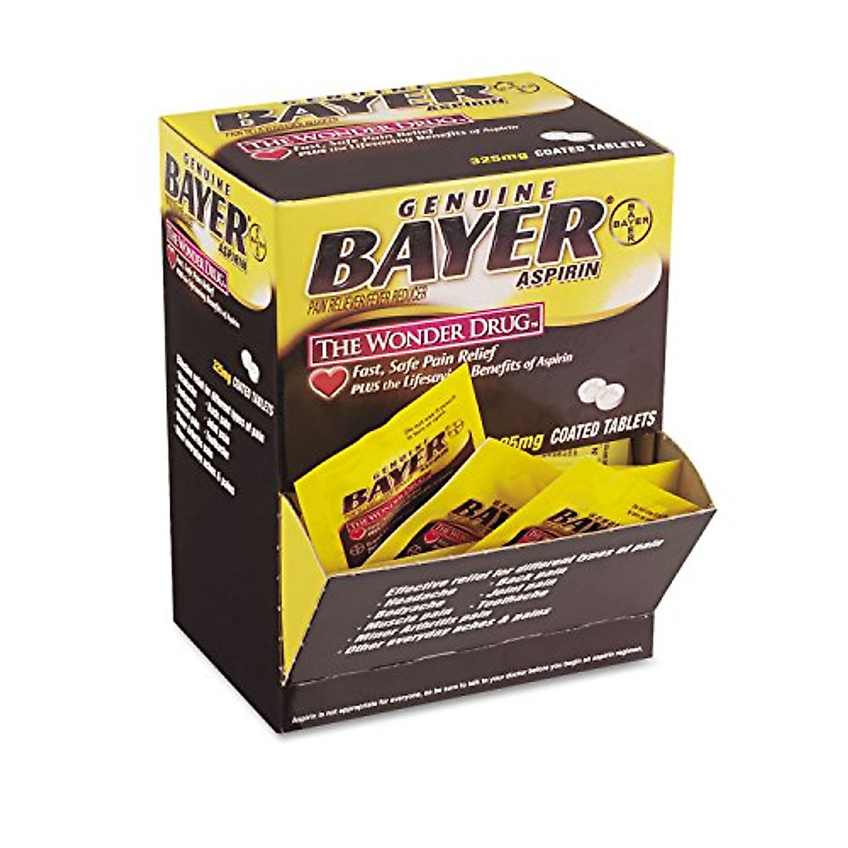 Bayer BXBG50 Aspirin Tablets, Two-Pack, 50 Packs/Box