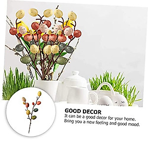 Artibetter 3pcs 5 Egg Decoration Easter Egg Vine Easter Eggs Decor Easter Party Favors Easter Vase Filler Spring Egg Stems Easter Picks with Pastel Easter Eggs Flower Shape Plant Basket Foam