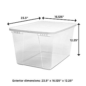 HOMZ 56 Quart Snaplock Clear Plastic Storage Tote Container Bin with Secure Lid and Handles for Home and Office Organization, 2 Pack