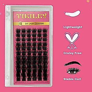 Lash Clusters DIY Eyelash Extension Vloume 72 Cluster Lashes Fluffy Cat Eye Individual Lashes Clusters Wispy Eyelash Clusters (8-16mm Mixed FD07)