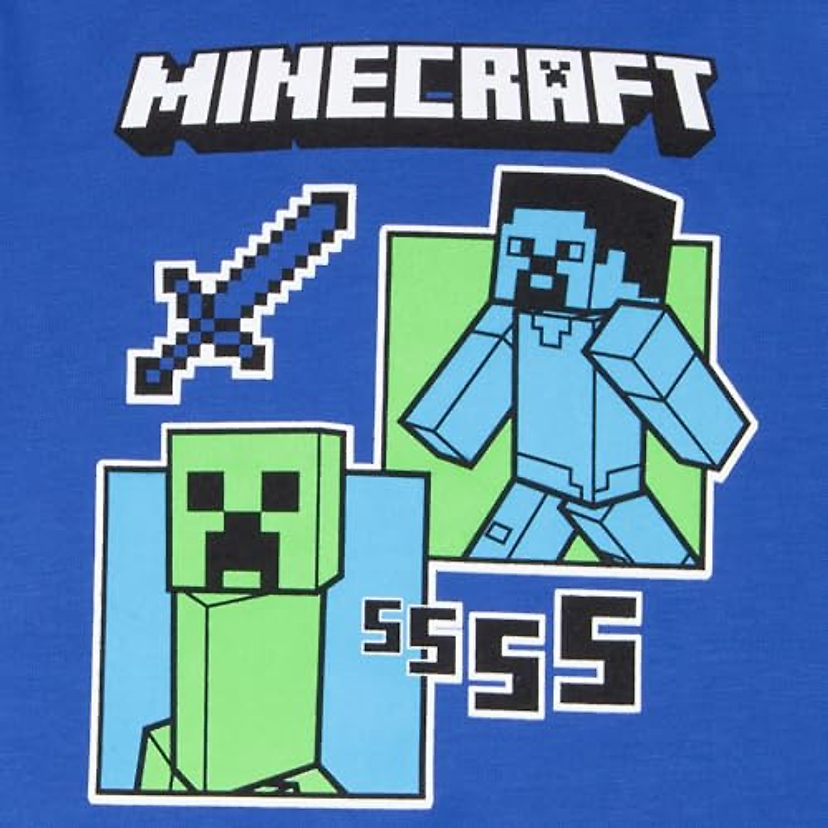 Minecraft Boys 2 Piece Fleece Pants Sets, Pullover Hoodie and Jogger Set for Boys (Blue, Size 7)