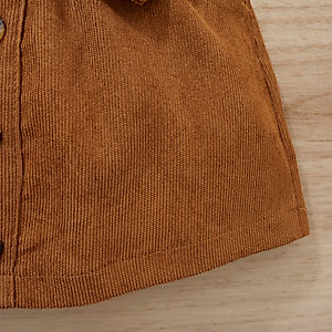 fhutpw Baby Toddler Girl Outfits Fall Winter Clothes Turtleneck Knitted Cotton Long Sleeves Tops & Button Mini Skirts Set