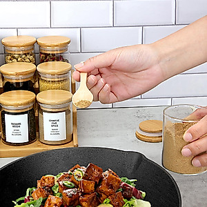 EgticHome 4OZ Glass Spice Jars with Bamboo Lids and 315 Labels, 10 Pcs Clear Food Storage Containers for Kitchen Sugar Salt Coffee Tea Beans