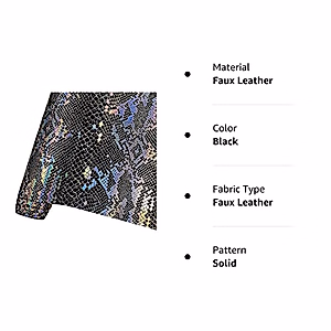 HYANG Snake Embossed Black PU Faux Leather Sheets 1 Rolls 12"X53"(30cmX135cm), Faux Leather Very Suitable for Leather Earrings, Bows, Handbag ，Sewing ，Crafts Making