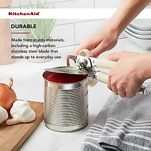 KitchenAid Classic Multifunction Can Opener and Bottle Opener Easy to Use, Razor Sharp Stainless Steel Cutting Wheel, Soft Ergonomic Handles, Almond Cream