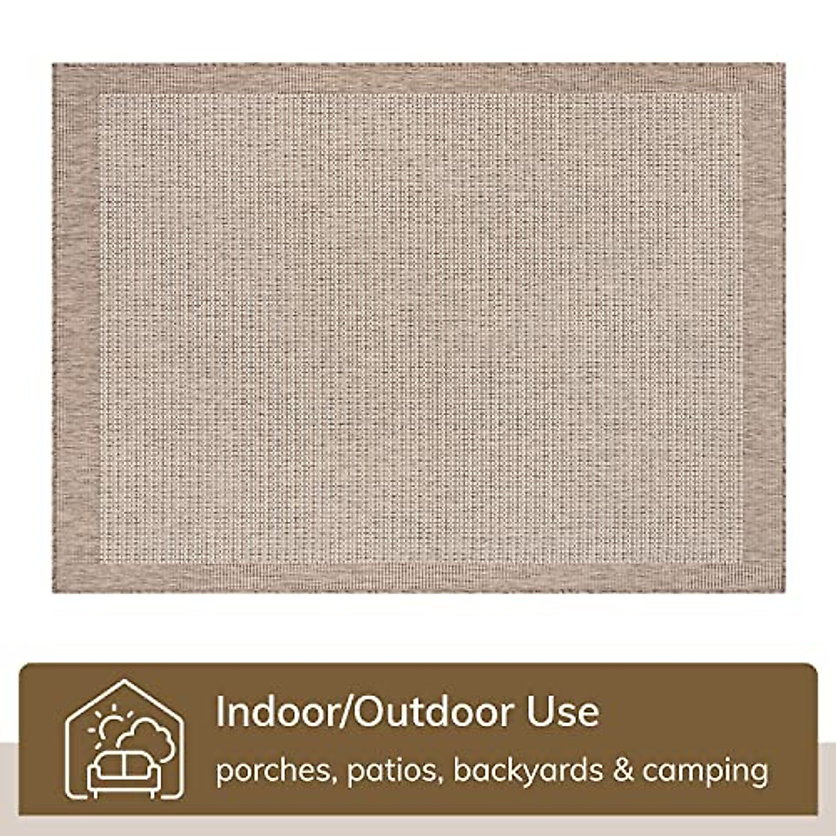 Well Woven Medusa Odin Ivory Solid & Striped Border Indoor/Outdoor Flatweave 7'10" X 9'10" Area Rug