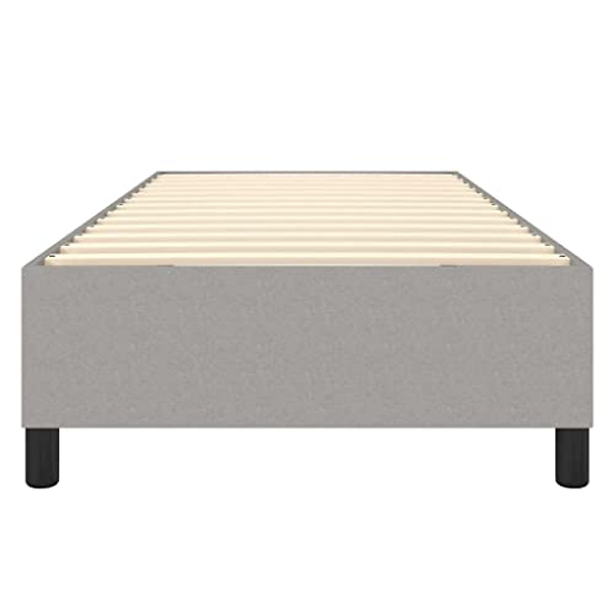 vidaXL Box Spring Bed Frame Home Indoor Bedroom Bed Accessory Wooden Upholstered Single Bed Base Furniture Light Gray 39.4"x74.8" Twin Fabric