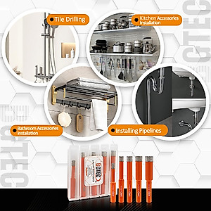 BGTEC Dry Diamond Core Drill Bits 2pcs 1/4" Tile Drill Bits with Hex Shank for Granite Marble Porcelain Tile Ceramic Masonry