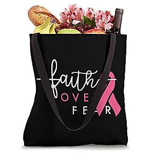 Breast Cancer Survivor Faith Over Fear Gift for Women Tote Bag
