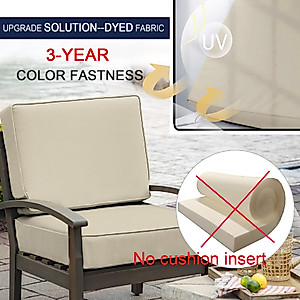 NettyPro Outdoor Cushion Slipcovers Waterproof 4 Pack Patio Chair Seat Cushion Covers with Zipper and Tie, 22 x 20 x 4 Inch, Replacement Cover Only, Khaki