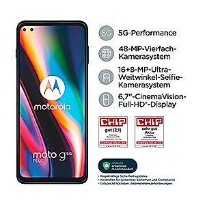 Moto G Plus 5G Dual-SIM 128GB ROM + 4GB RAM (GSM Only | No CDMA) Factory Unlocked Android Smartphone (Surfing Blue) - International Version