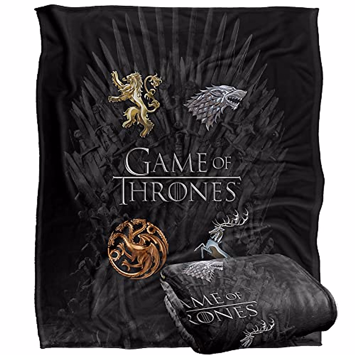 Game of Thrones Blanket, 50" x 60", Chrome House Sigils, Silky Touch Super Soft Throw Blanket