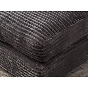 Polibi Modern Single Sofa Couch,Corduroy Upholstery Sleeper Sofa Bed Daybed Lounge with Square Armrests and Removable Cushioned Backrests for Living Room,Grey