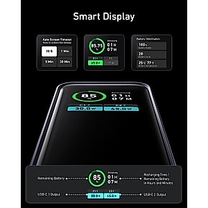 Anker Prime Power Bank, 12,000 mAh 2-Port Portable Charger with 130W Output, Smart Digital Display, Compatible with iPhone 15/14/13 Series, MacBook, Dell