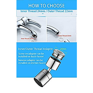 Universal Splash Filter Faucet, 720° Big Angle Swivel Sprayer Head Leakproof Double O-Ring Design with 4-Layer Net Filter